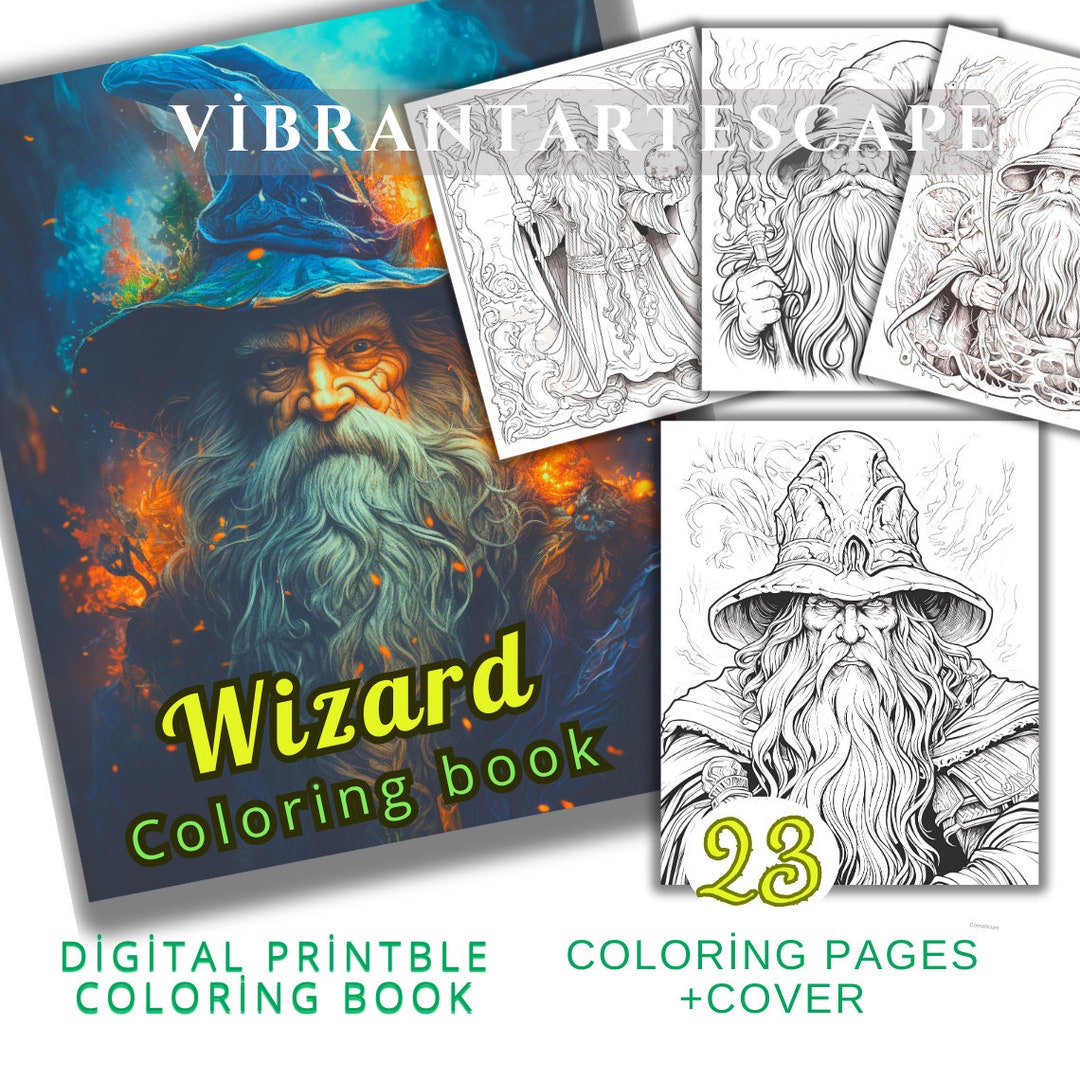 Magical Wizard Coloring Book-wizard Coloring Pages-fantasy Coloring ...