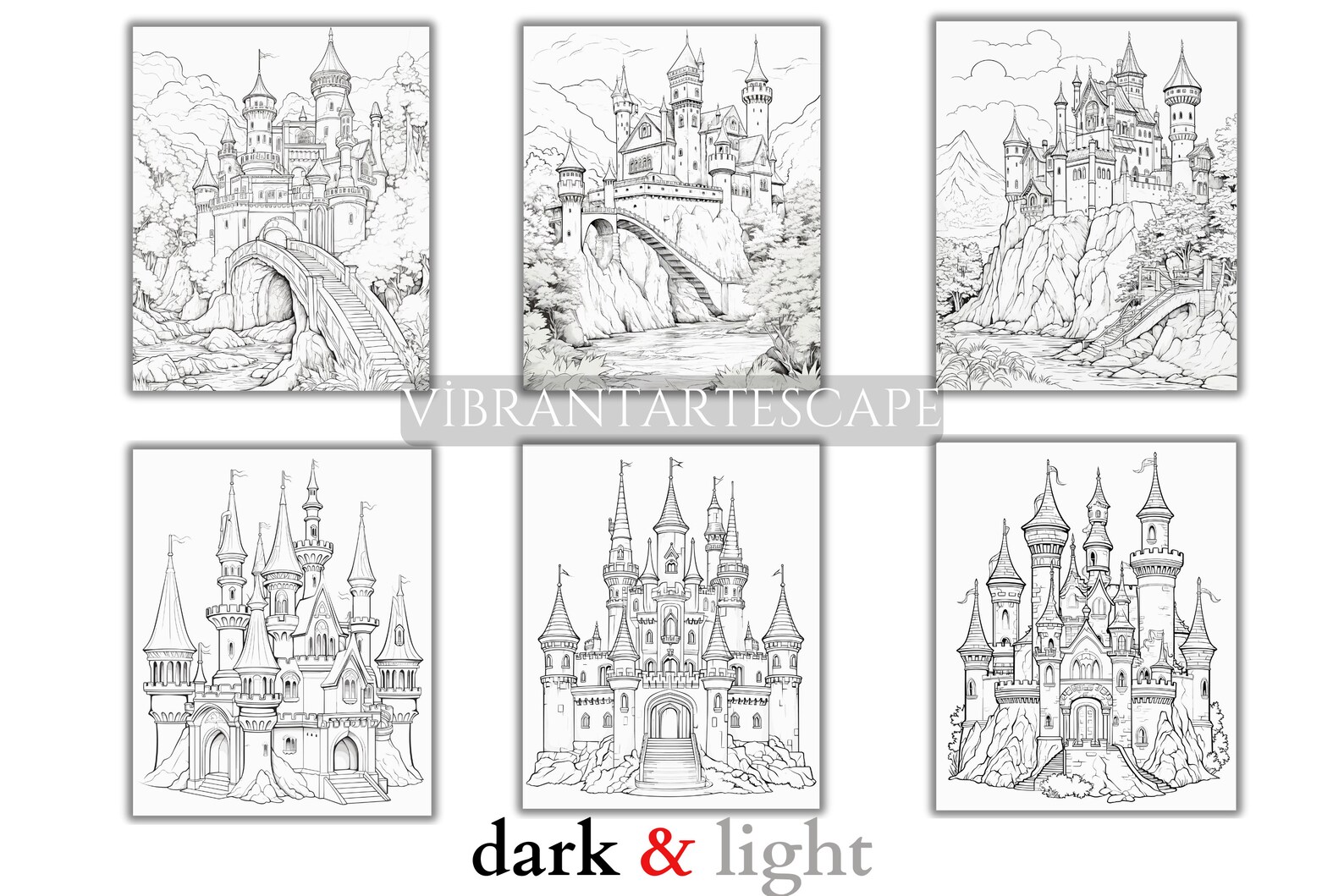 Princes Castle Coloring Book-royal Palace Coloring Pages-grayscale for ...