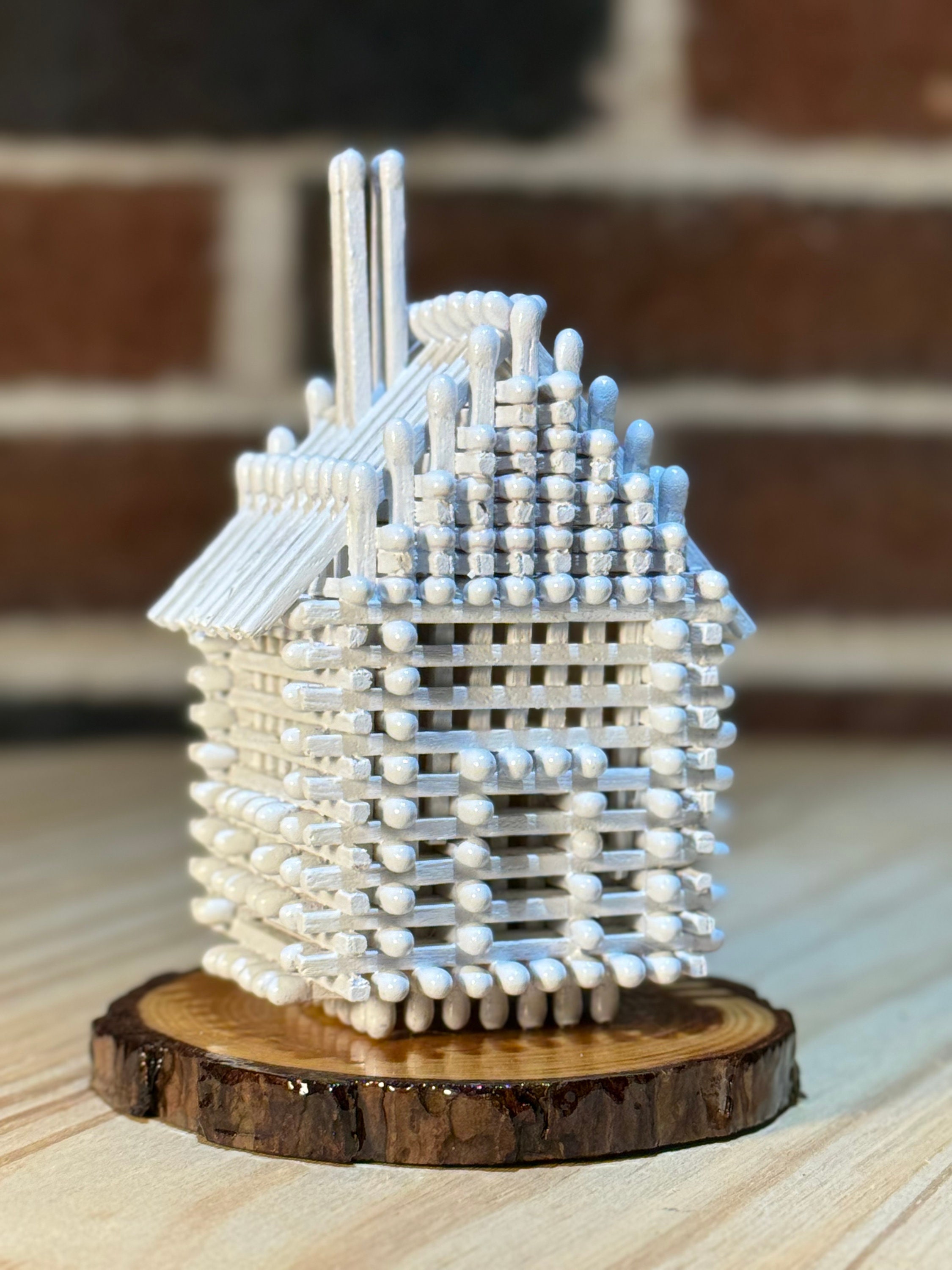 Colored Matchstick Houses Tall Gift for Her, Gift for Kids, Toy, Wooden ...
