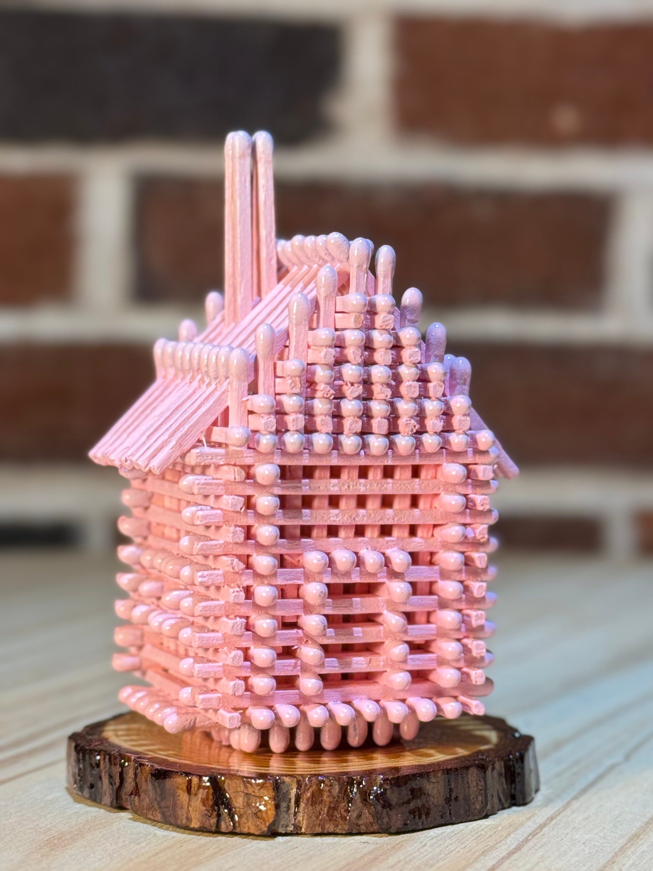 Colored Matchstick Houses Tall Gift for Her, Gift for Kids, Toy, Wooden ...