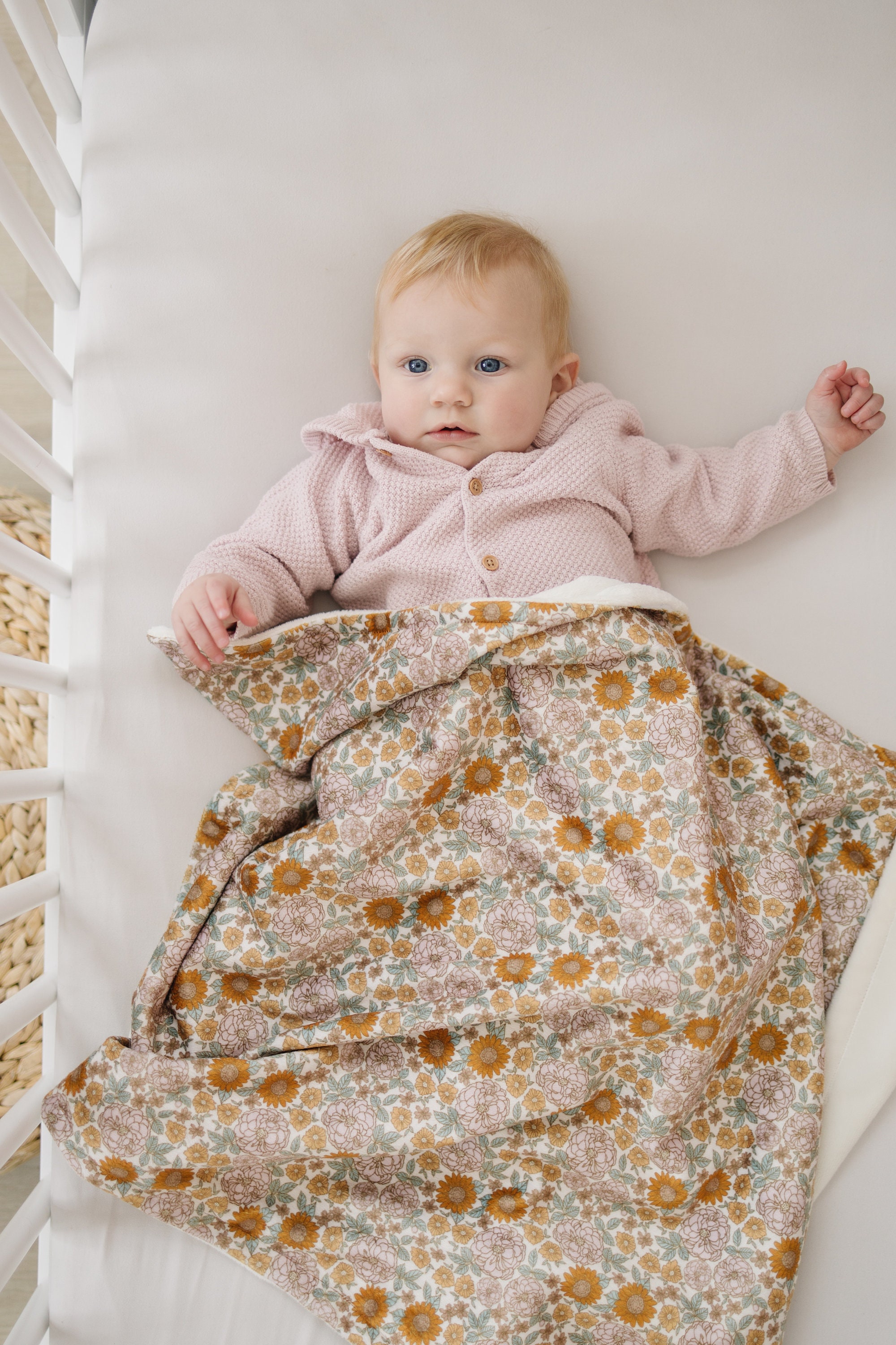 Floral Personalized Baby Girl Minky Blanket, Lola Floral Minky Blanket ...