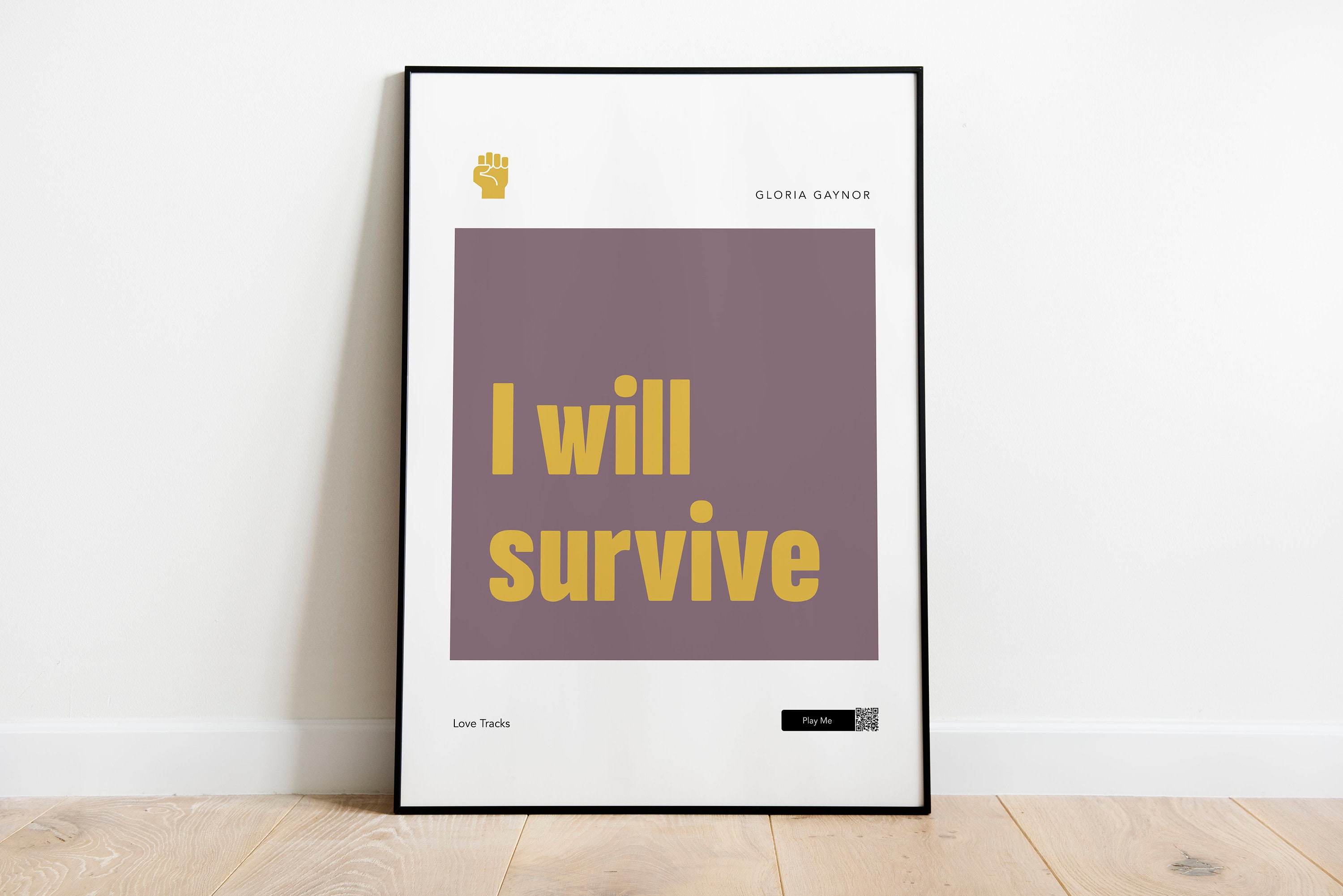 Music Inspired Wall Art, I Will Survive, Minimal Print, Gloria Gaynor ...