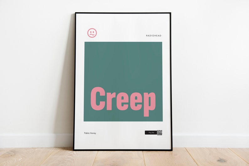 Music Wall Art, Creep, Radiohead, 90s Song Art, Minimal Art, Home Decor ...