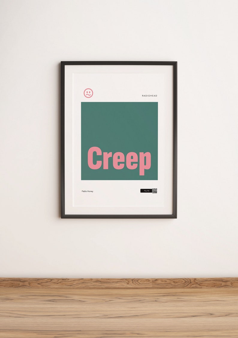 Music Wall Art, Creep, Radiohead, 90s Song Art, Minimal Art, Home Decor ...