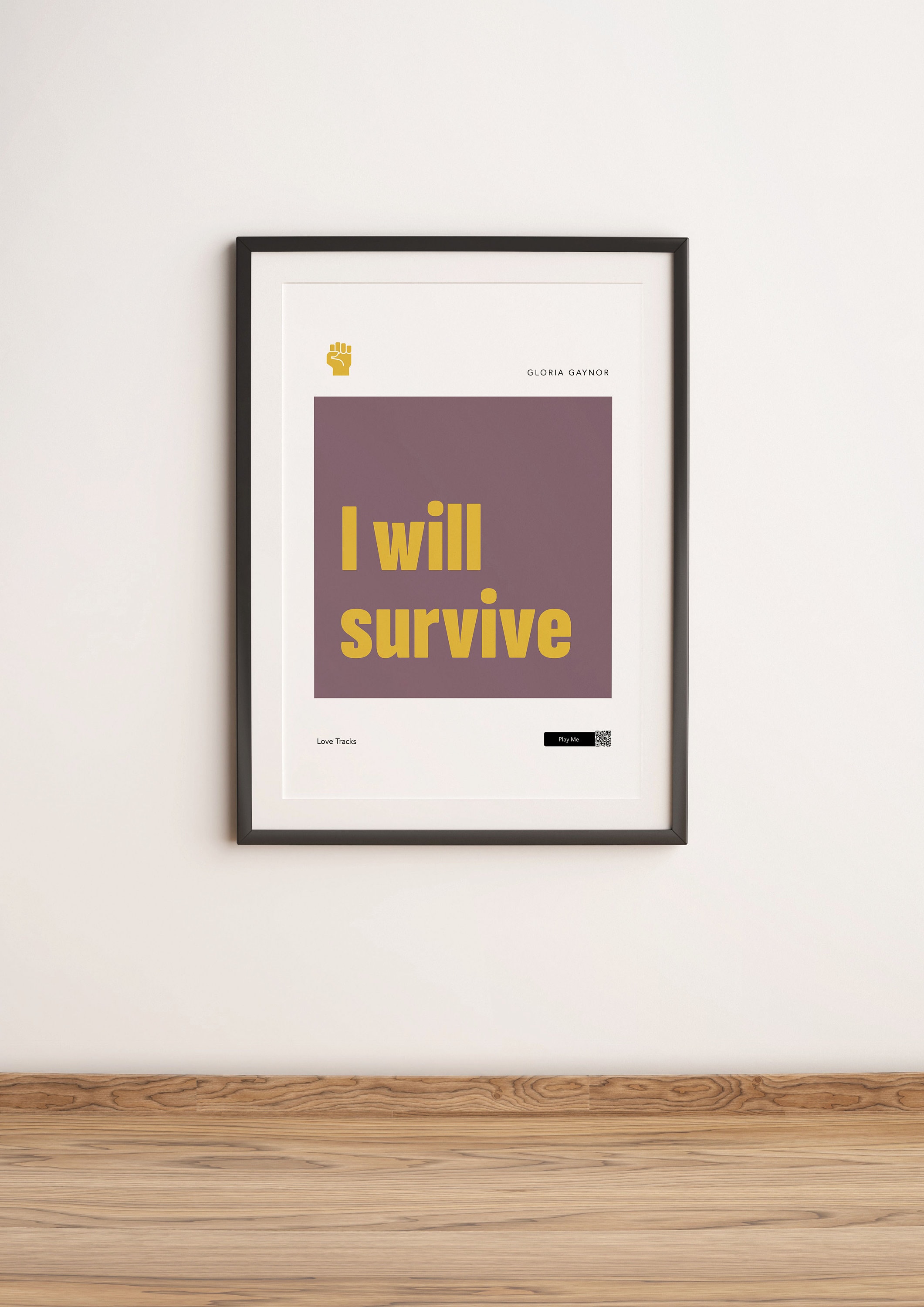 Music Inspired Wall Art, I Will Survive, Minimal Print, Gloria Gaynor ...