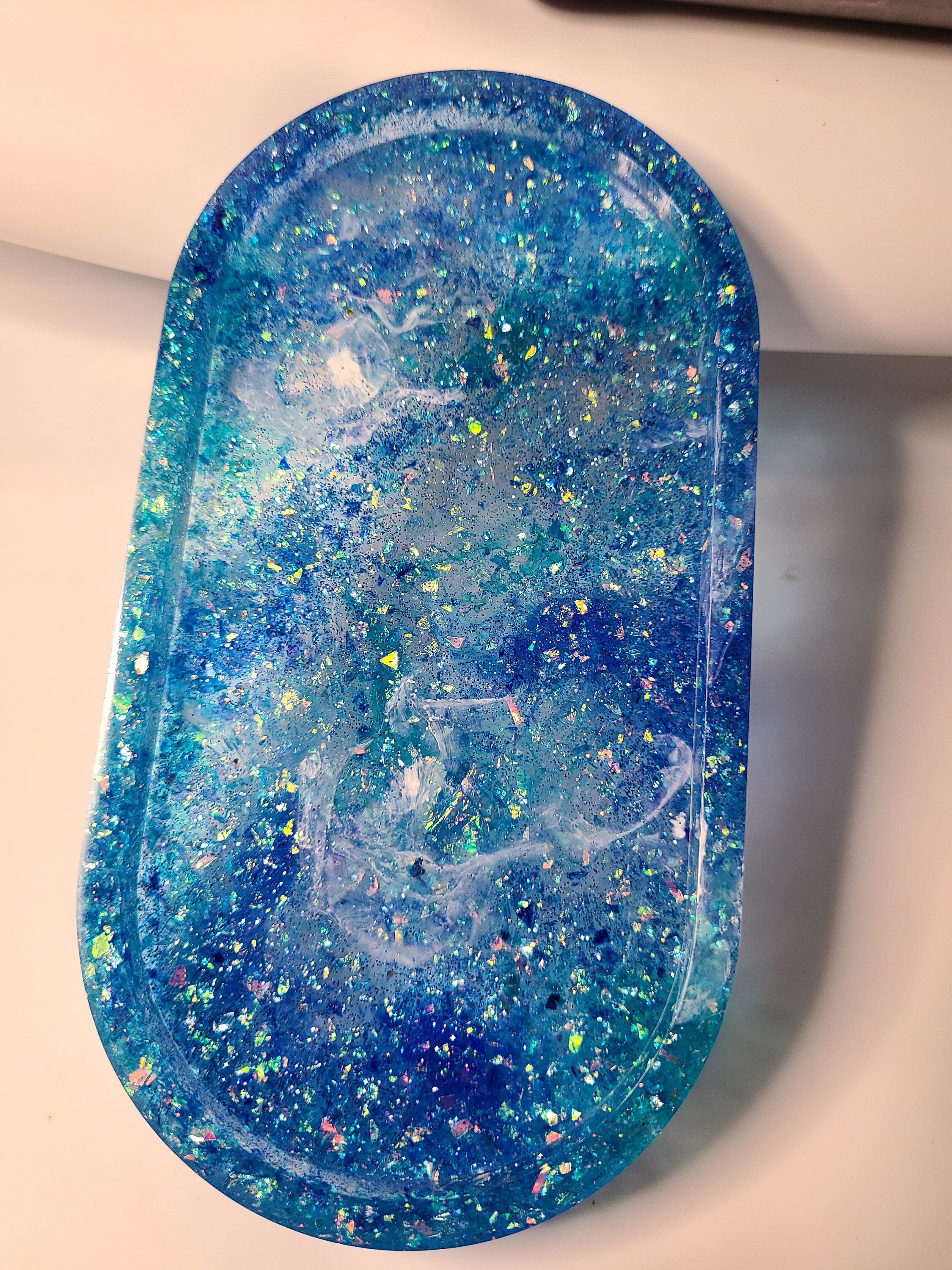 Blue Resin Tray Jewelry Tray Vanity Tray Key Tray Trinket - Etsy