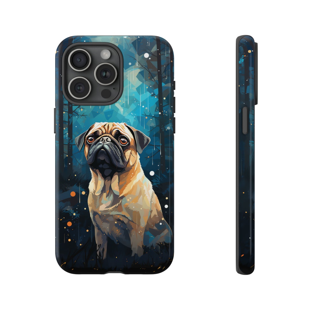 Dark Pug Dog Phone Case, Cute Dog Tough Phone Case for Dog Lovers, Gift ...