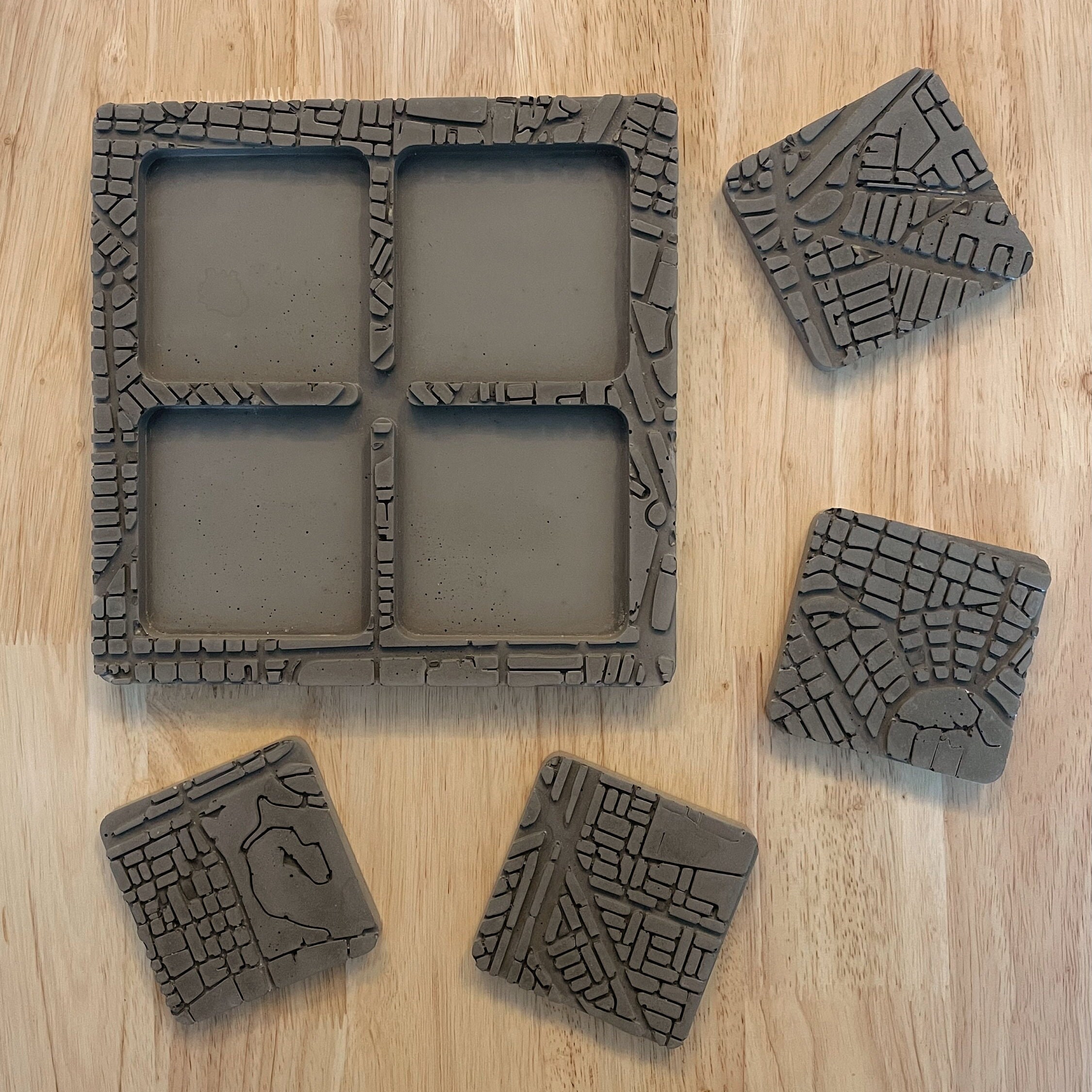 Concrete City Map Coasters Set of 4, Modern Home Decor - Etsy