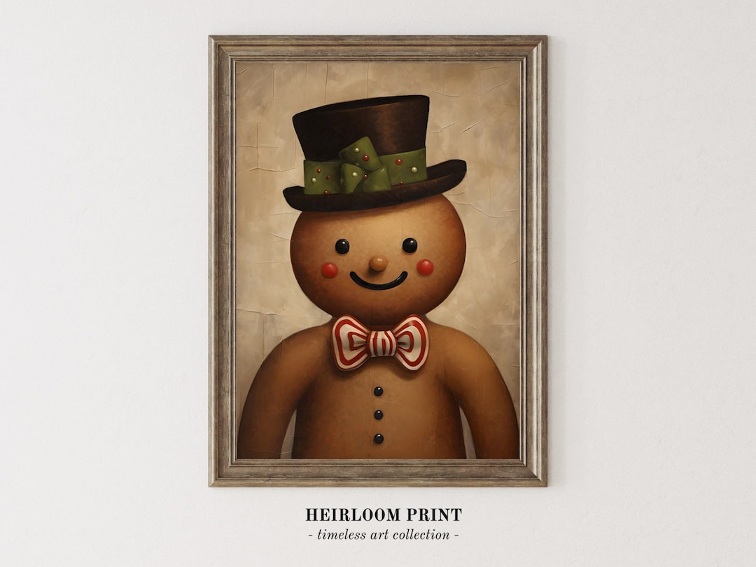 Cute Christmas Gingerbread Man Portrait Christmas Decor Christmas Wall ...