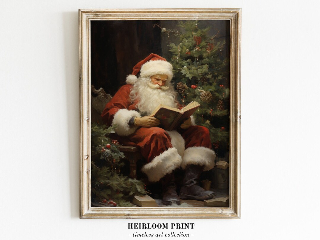Vintage Christmas Wall Art Santa Printing Christmas Printable - Etsy