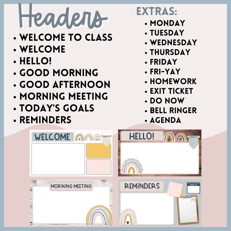 Boho Rainbow Slides Templates | Daily Agenda Slides | Google Slides ...