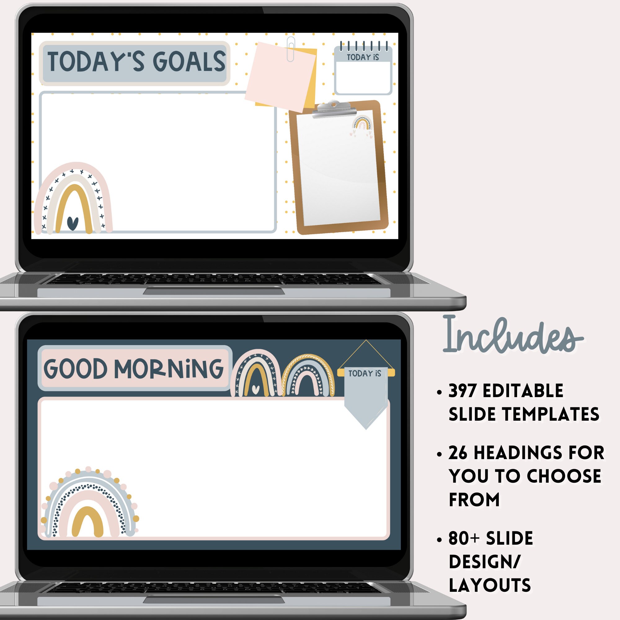 Boho Rainbow Slides Templates | Daily Agenda Slides | Google Slides ...