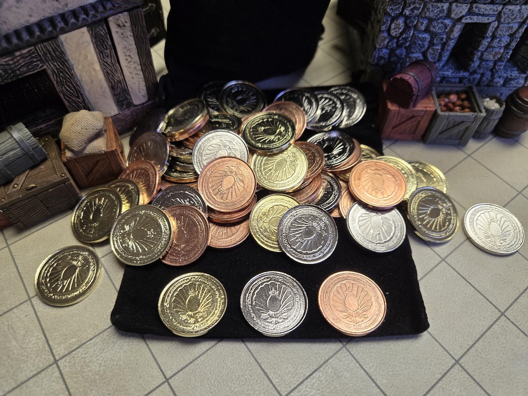 60 Dnd Metal Game Coins - Tabletop Gaming - Cosplay - LARP - Fantasy ...