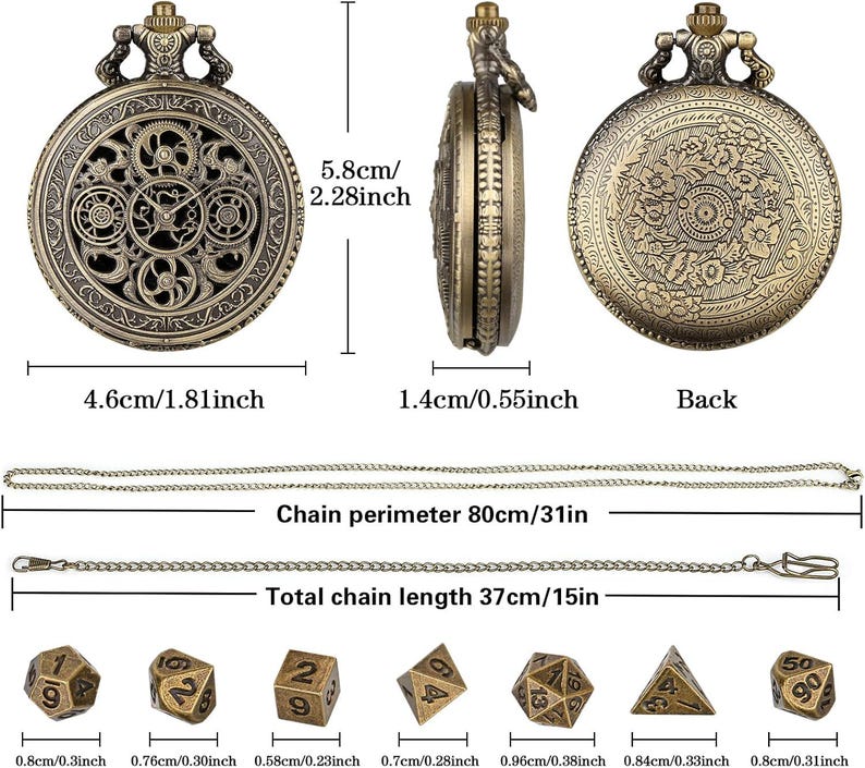 Pocket Watch Dice Holder With Dice Set - Steampunk Gear Design ...
