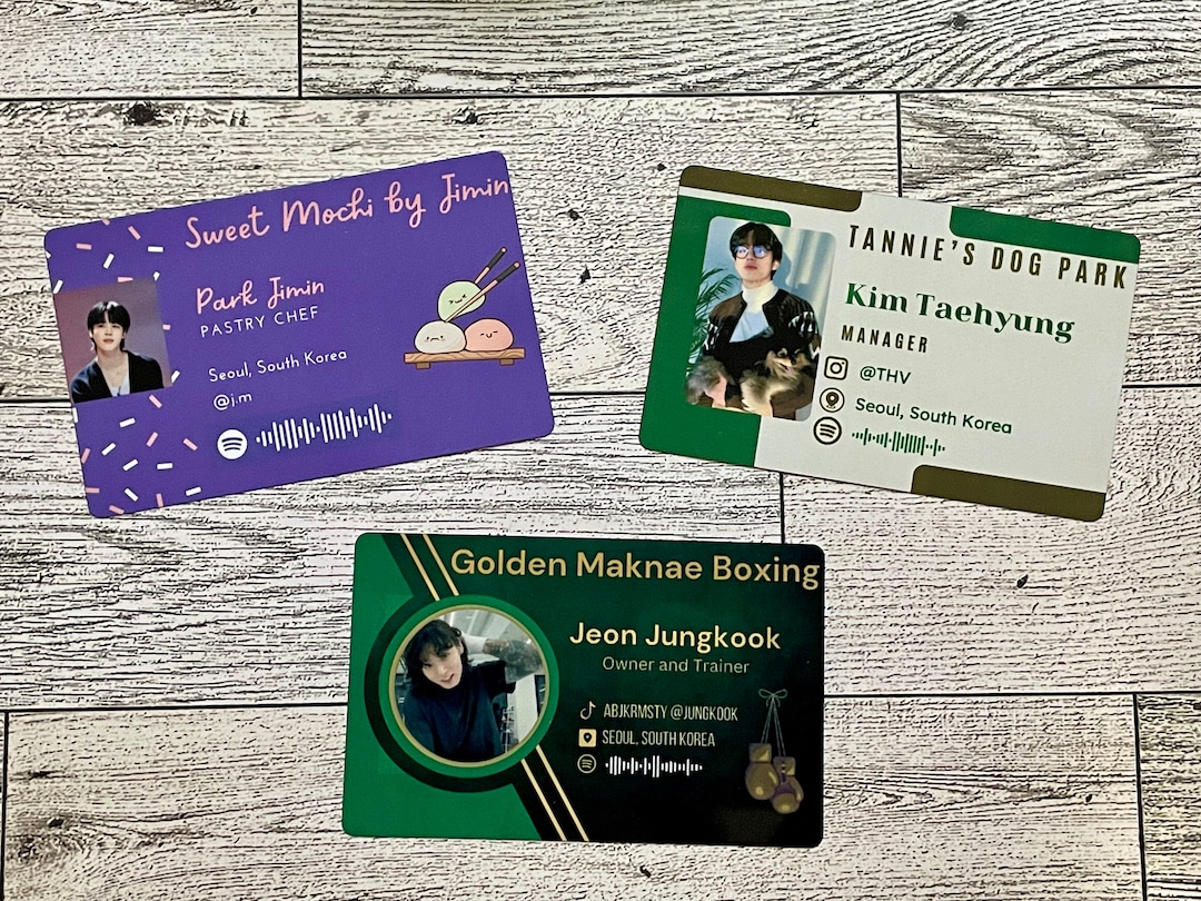 BTS Maknae Line Metal Business Card Photo Cards Jimin V Taehyung ...