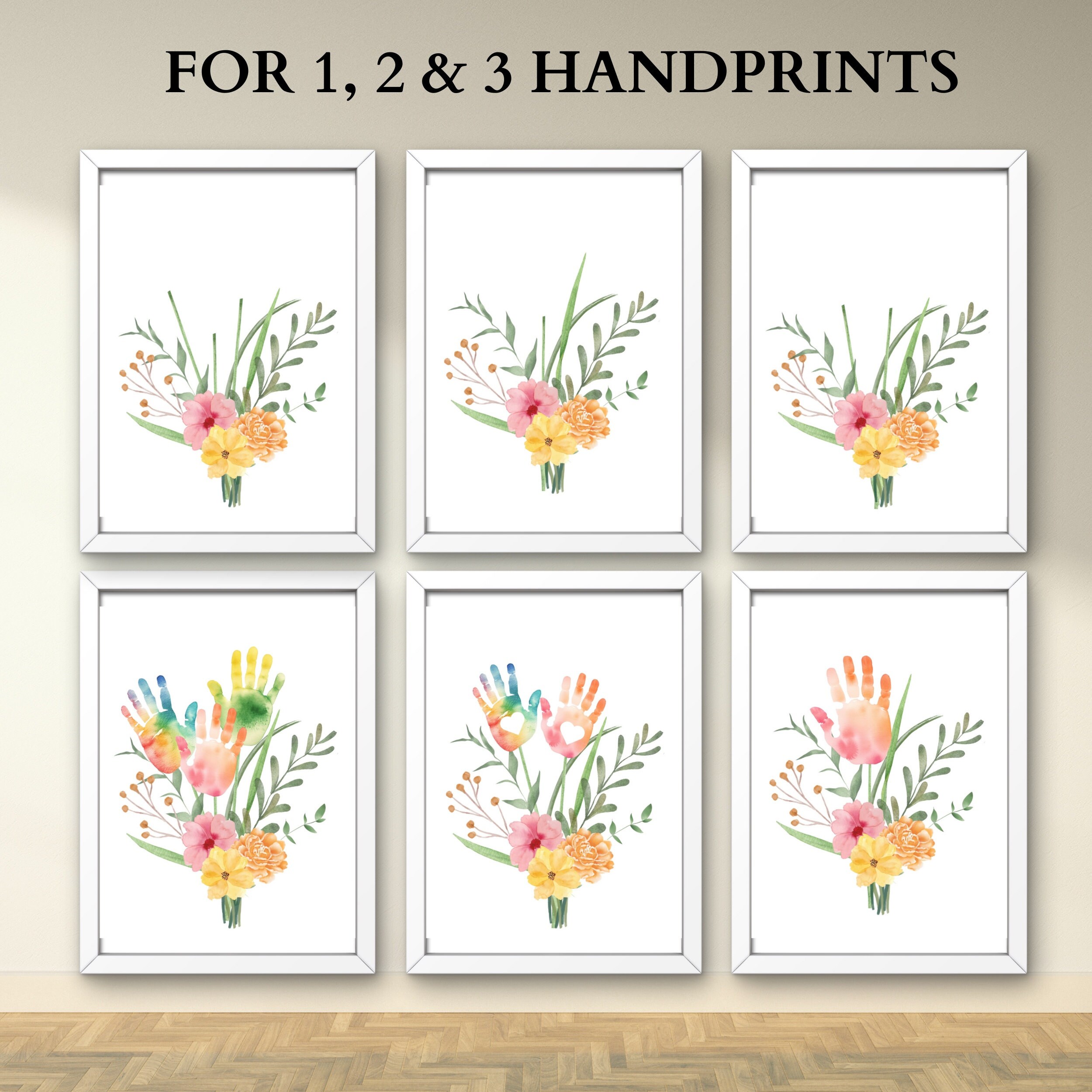 Mother's Day Bouquet Printable, Kids Handprint Keepsake, Mother Day ...