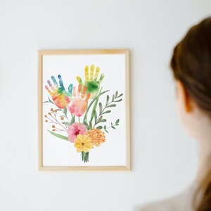 Mother's Day Bouquet Printable, Kids Handprint Keepsake, Mother Day ...
