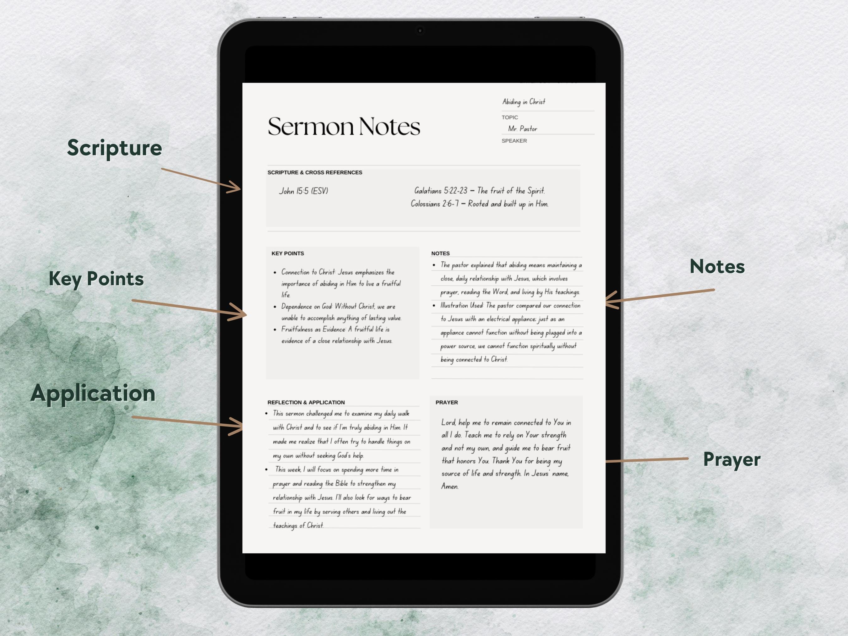 Minimalist Sermon Notes | Printable | Goodnotes | Digital Sermon Notes ...