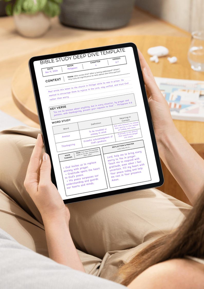 Bible Chapter Deep Dive Template Printable, Minimalist Scripture Study ...