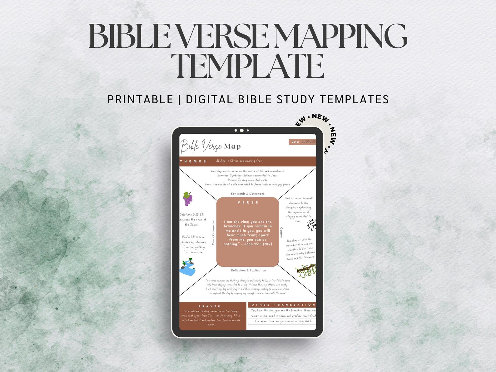 Verse Mapping Printable | Bible Study Template | Bible Verse Mapping ...