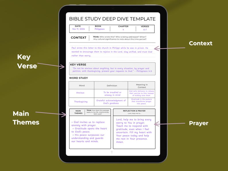 Bible Chapter Deep Dive Template Printable, Minimalist Scripture Study ...