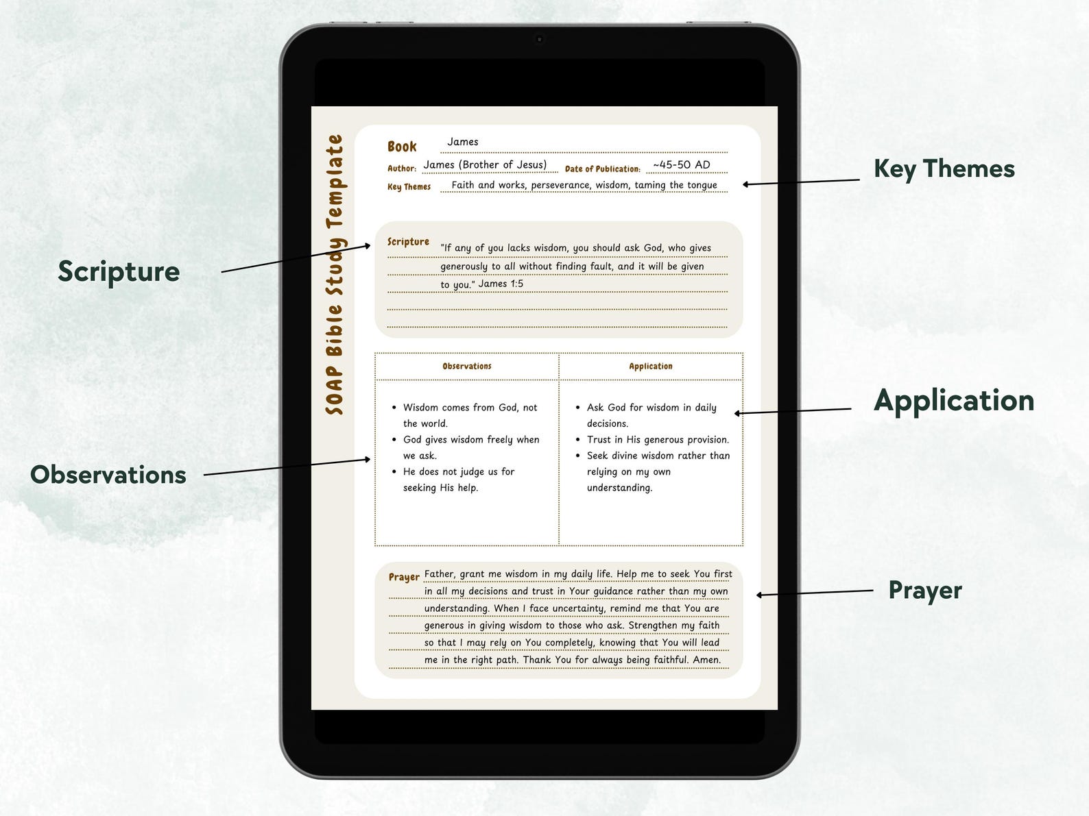 SOAP Bible Template | Bible Study Template | Digital Bible Study ...