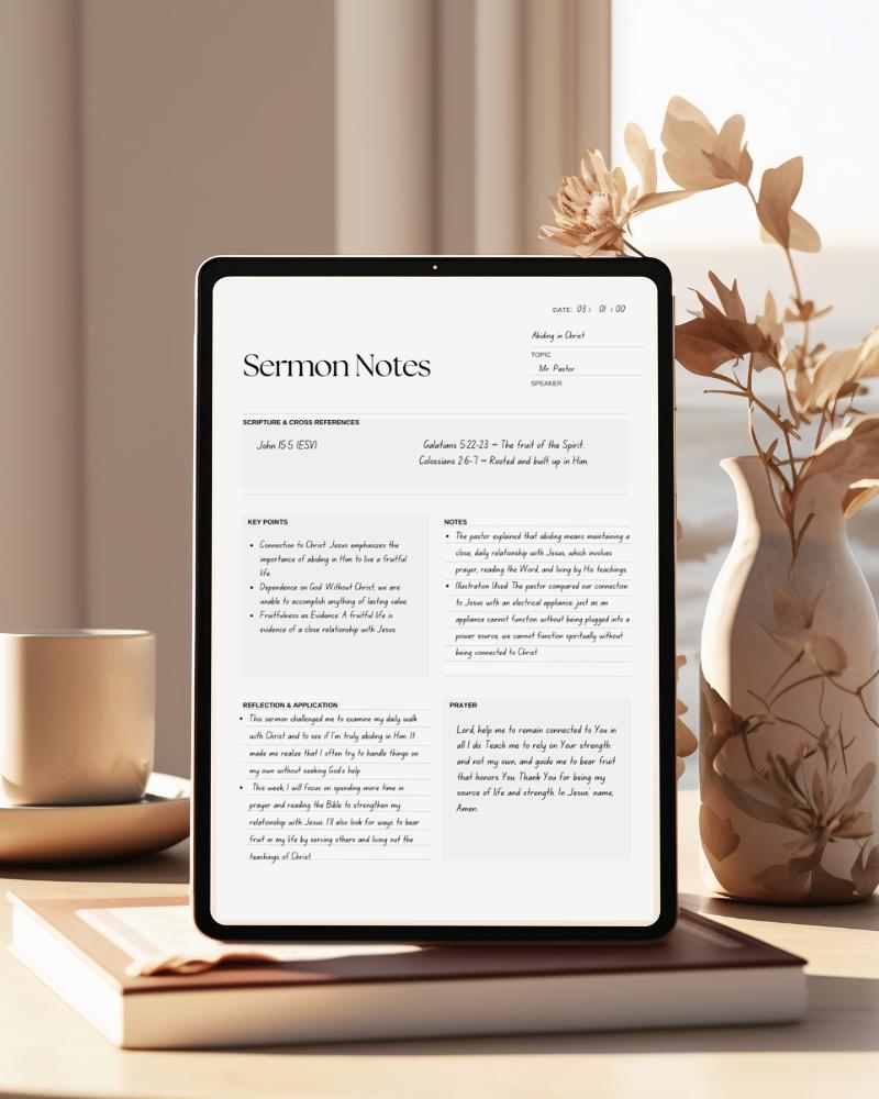 Minimalist Sermon Notes | Printable | Goodnotes | Digital Sermon Notes ...