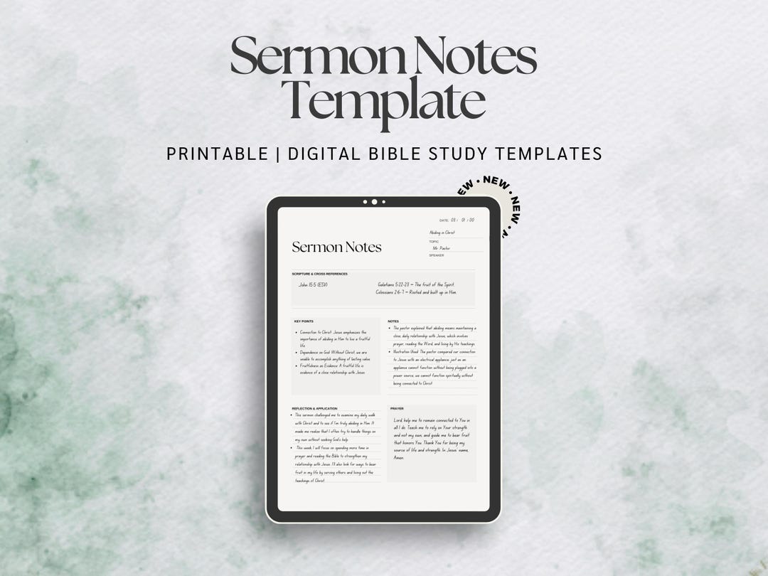 Minimalist Sermon Notes | Printable | Goodnotes | Digital Sermon Notes ...