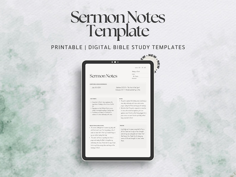 Minimalist Sermon Notes | Printable | Goodnotes | Digital Sermon Notes ...