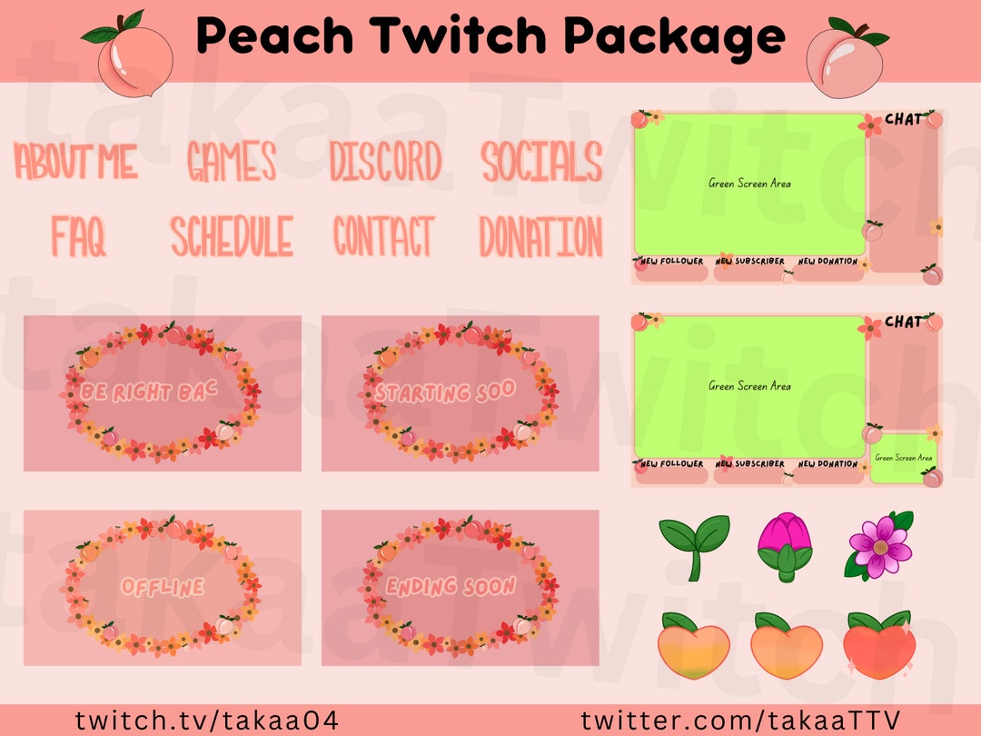 Peach Twitch Overlay and Asset Package - Including Static and Animated ...