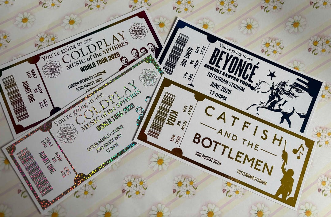 Personalised Foil Event Ticket, Personalised Day Out Ticket ...