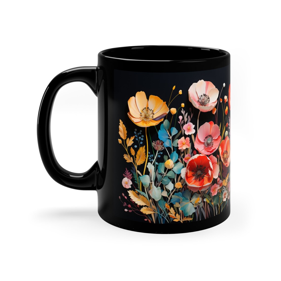 Pressed Flowers Design, Wildflowers Mug, Handmade Ceramic Coffee Cup ...
