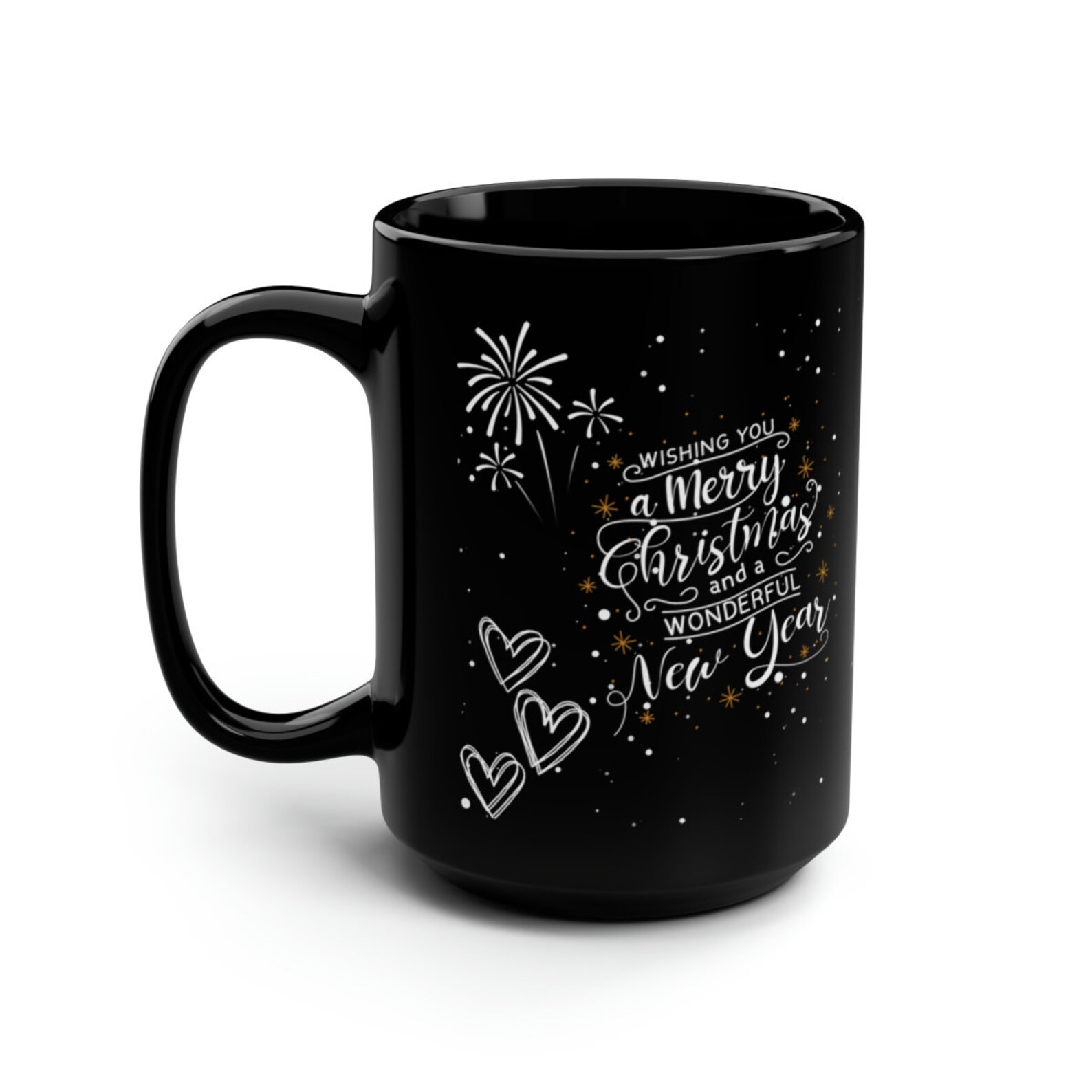 Christmas and New Year Mug, Holiday Gift, New Year Mug, 11oz Black Mug ...