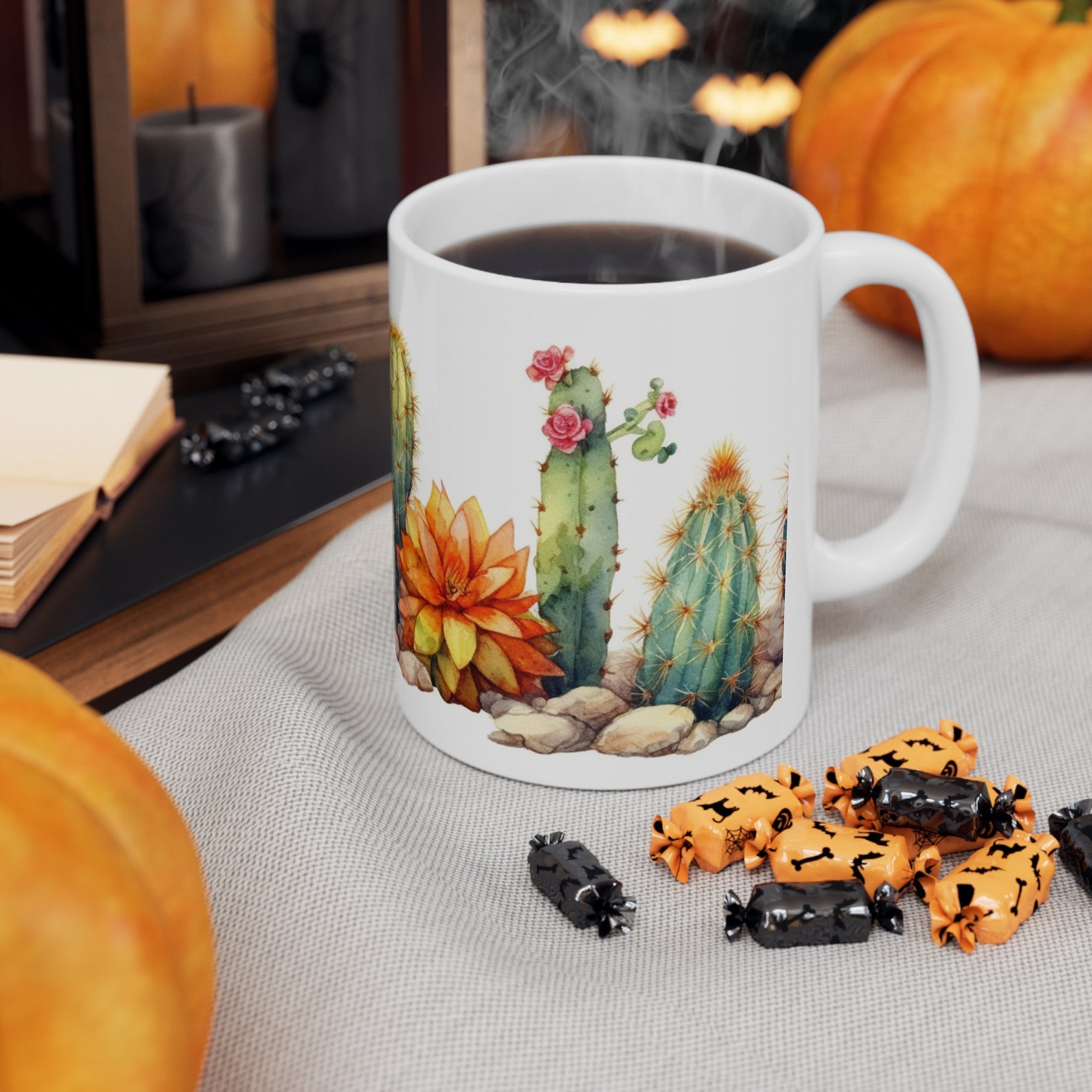 Houseplants Botanical Ceramic Mug, Cacti Tea and Coffee Mug, Cactus ...