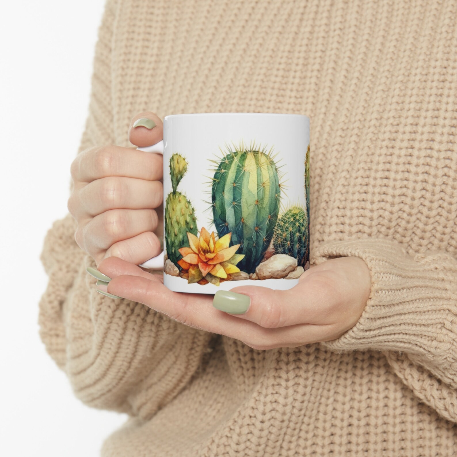 Houseplants Botanical Ceramic Mug, Cacti Tea and Coffee Mug, Cactus ...