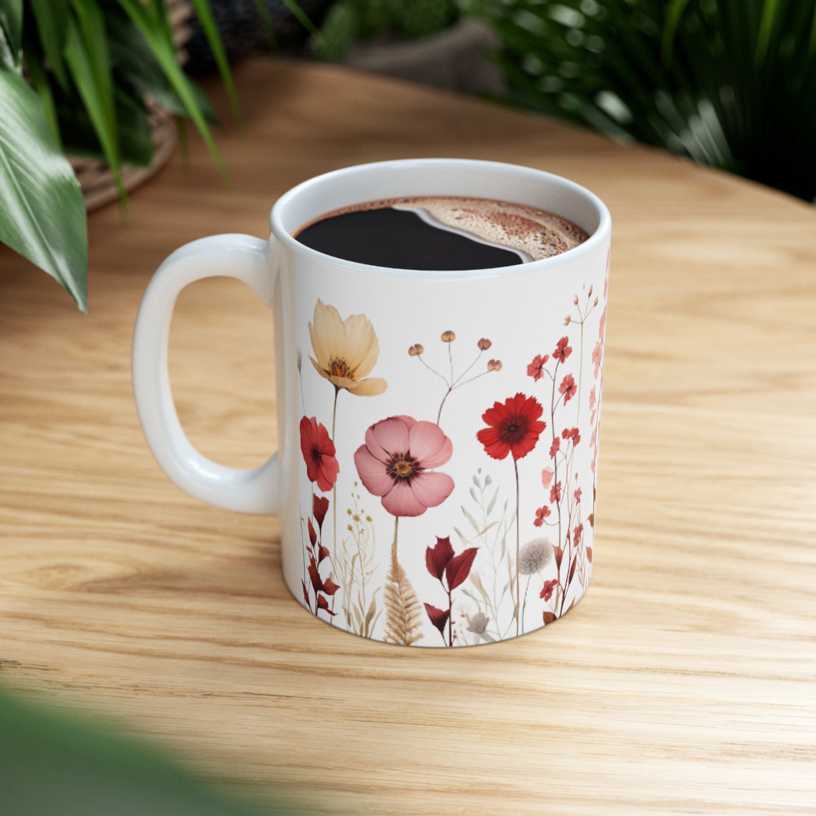 Pressed Flowers Mug, Coffee Cup Floral Design, Pastel Floral Nature Mug ...