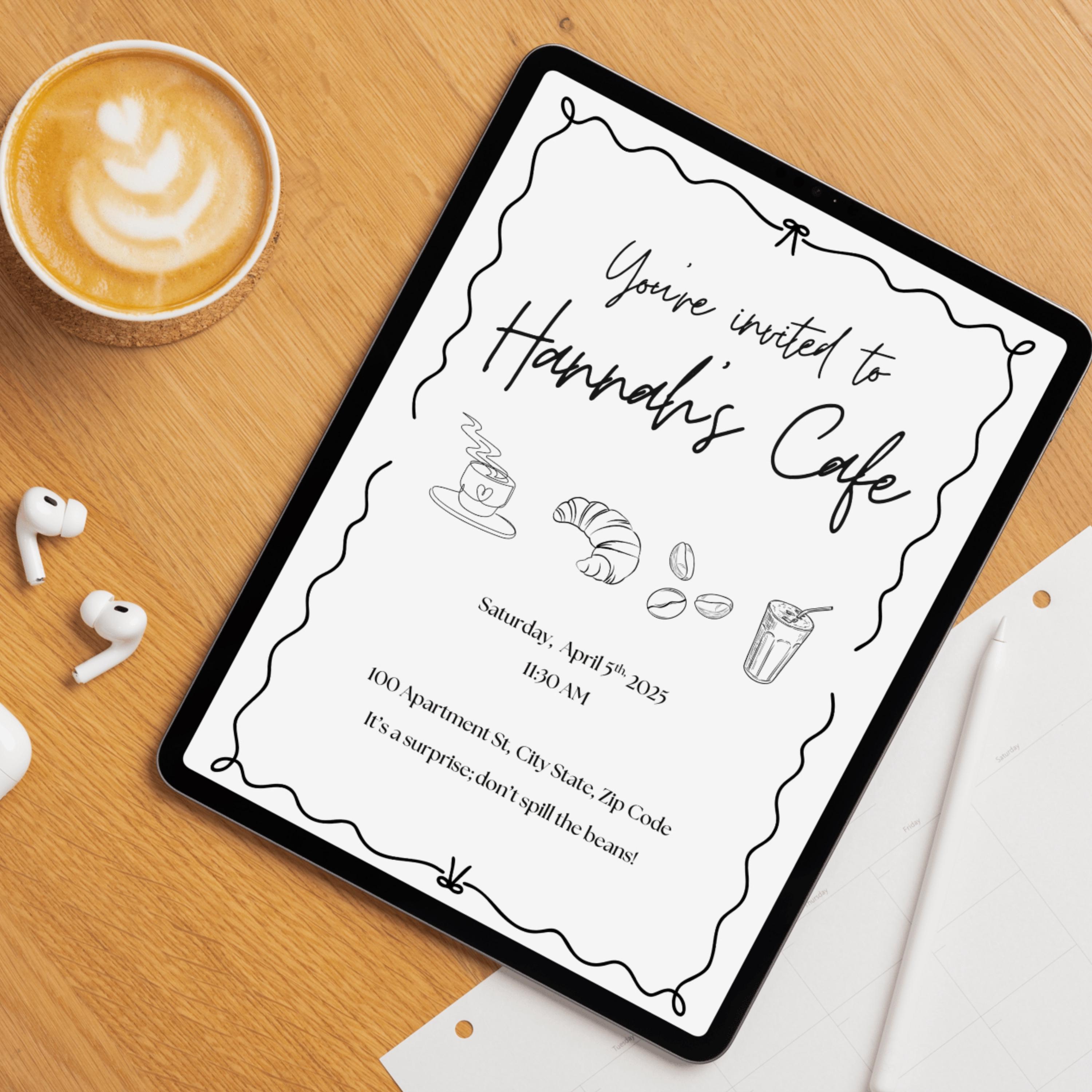 Coffee Shop Birthday In-home Invitation, at Home Cafe Invite ...