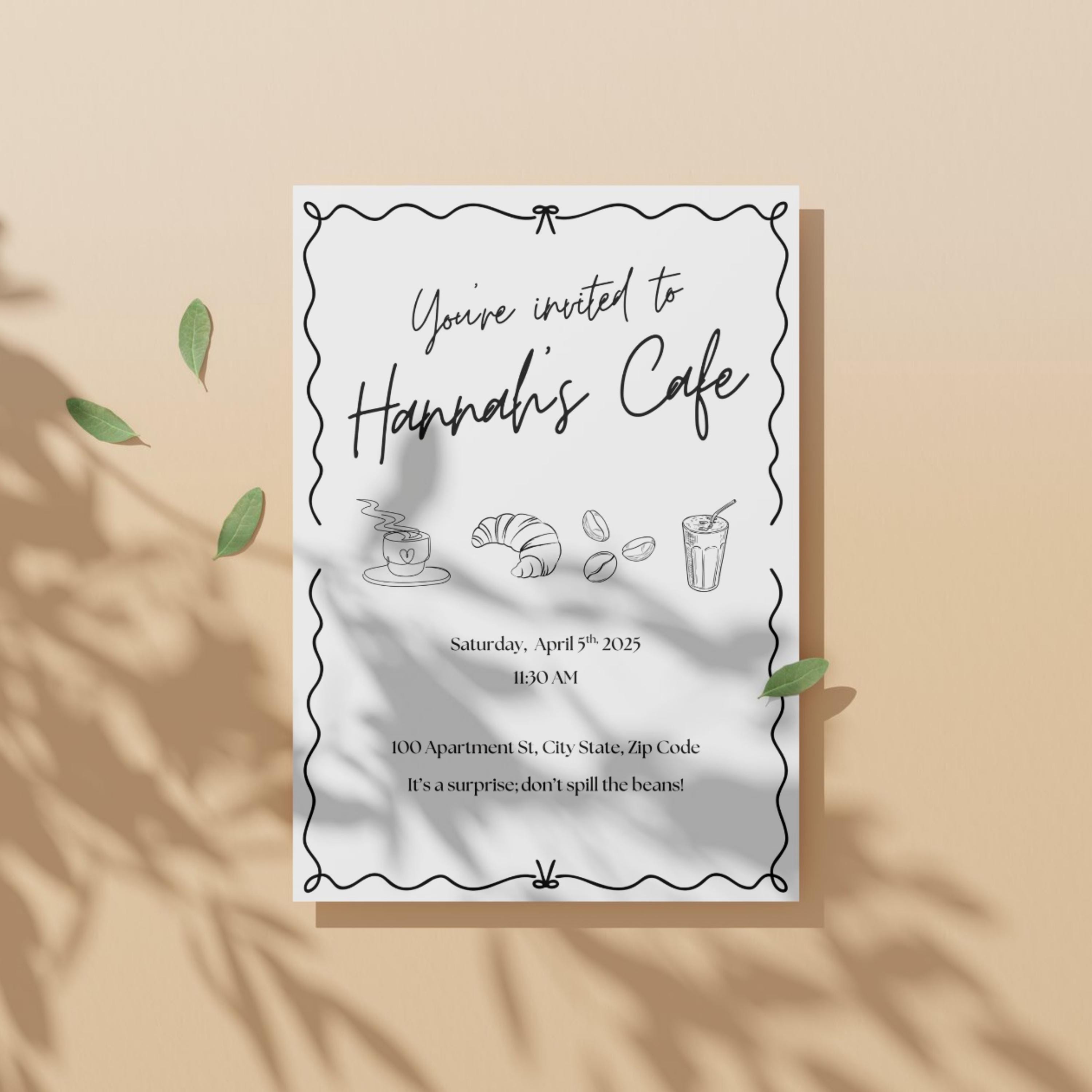Coffee Shop Birthday In-home Invitation, at Home Cafe Invite ...