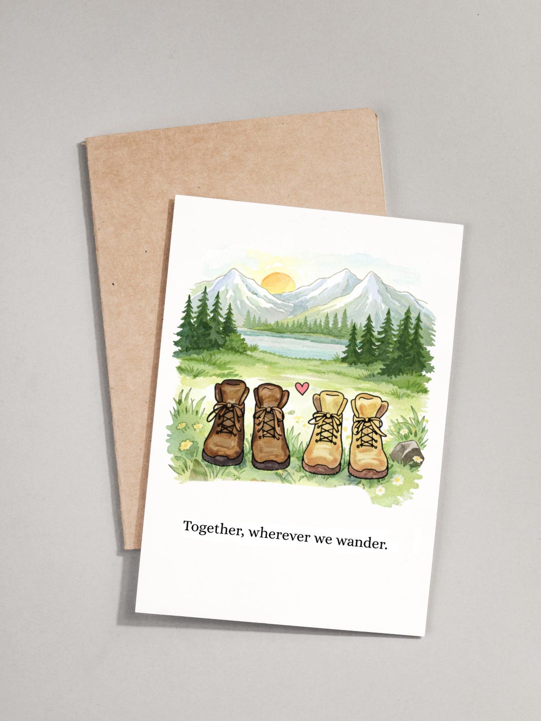 Adventure Couple Card | Hiking Boots Anniversary Card - Etsy
