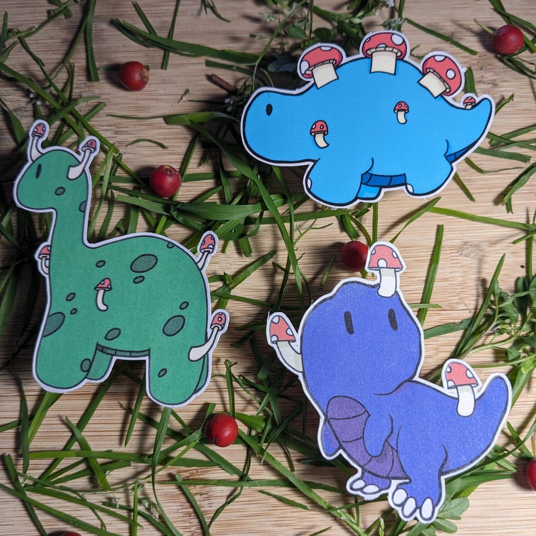 Mushroom Dino Sticker Set 3in Stickers - Etsy