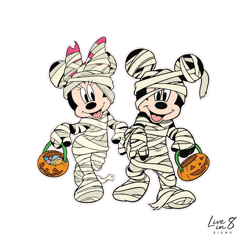 Mickey and Minnie Halloween Sign Cut Out, Mickey Mouse and Minnie Yard ...