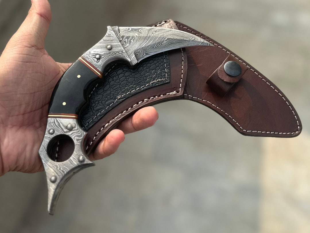 Dragon's Claw Karambit Knife With Sheath, Hand Forged Damascus Steel ...