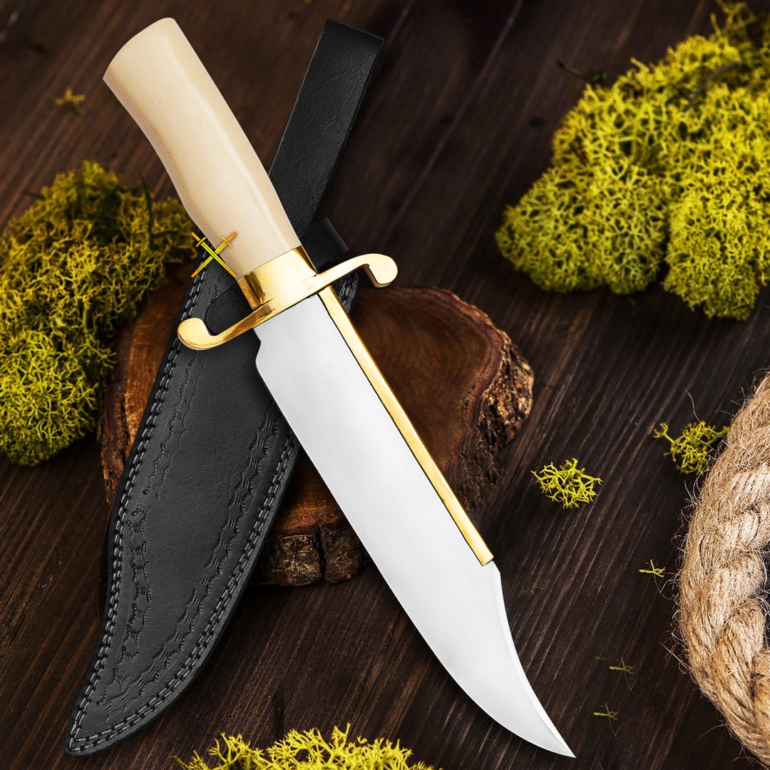 Gil Hibben Expendables Fixed Blade Bowie Knife, Musso Bowie Knife With Leather Sheath, Hunting ...