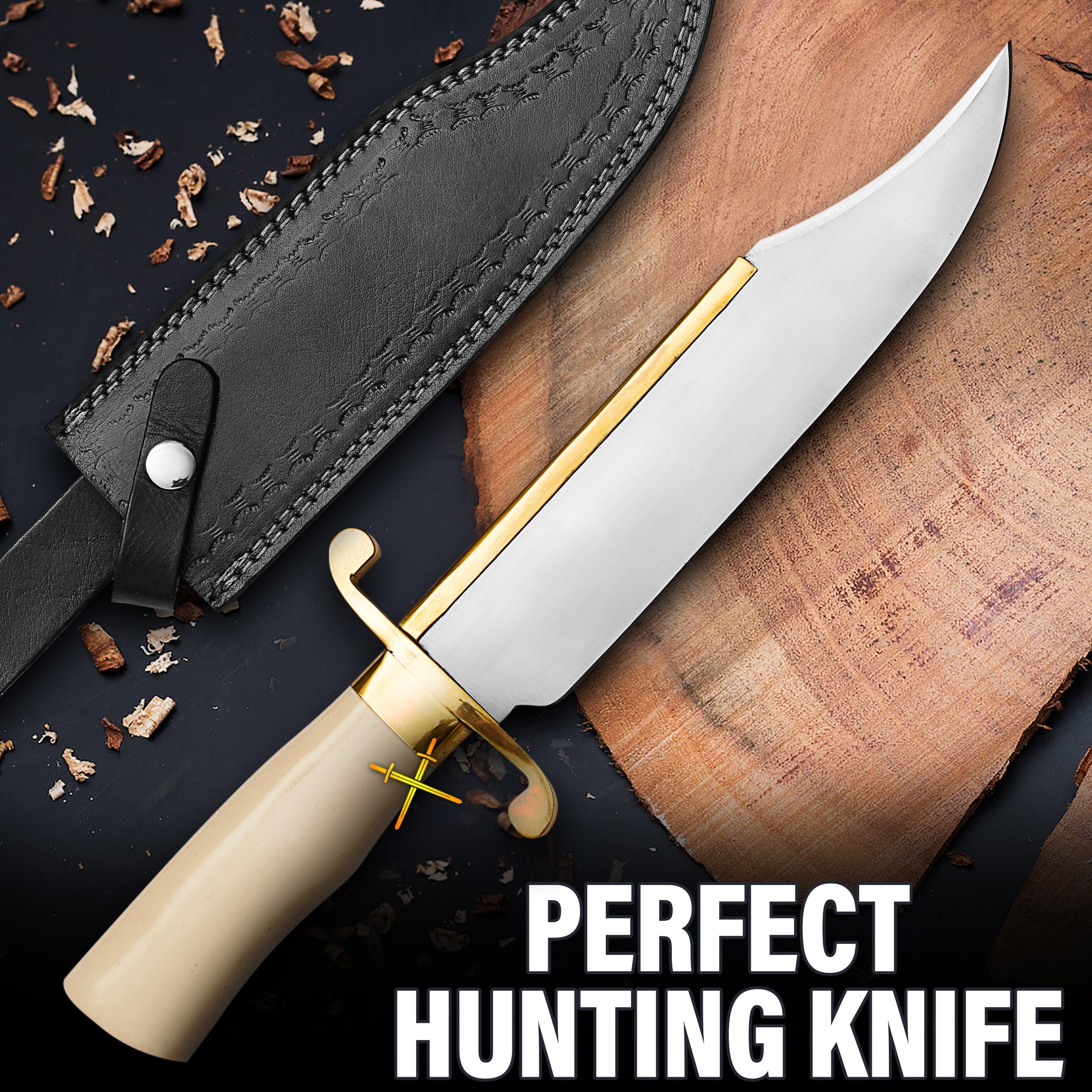 Gil Hibben Expendables Fixed Blade Bowie Knife, Musso Bowie Knife With Leather Sheath, Hunting ...