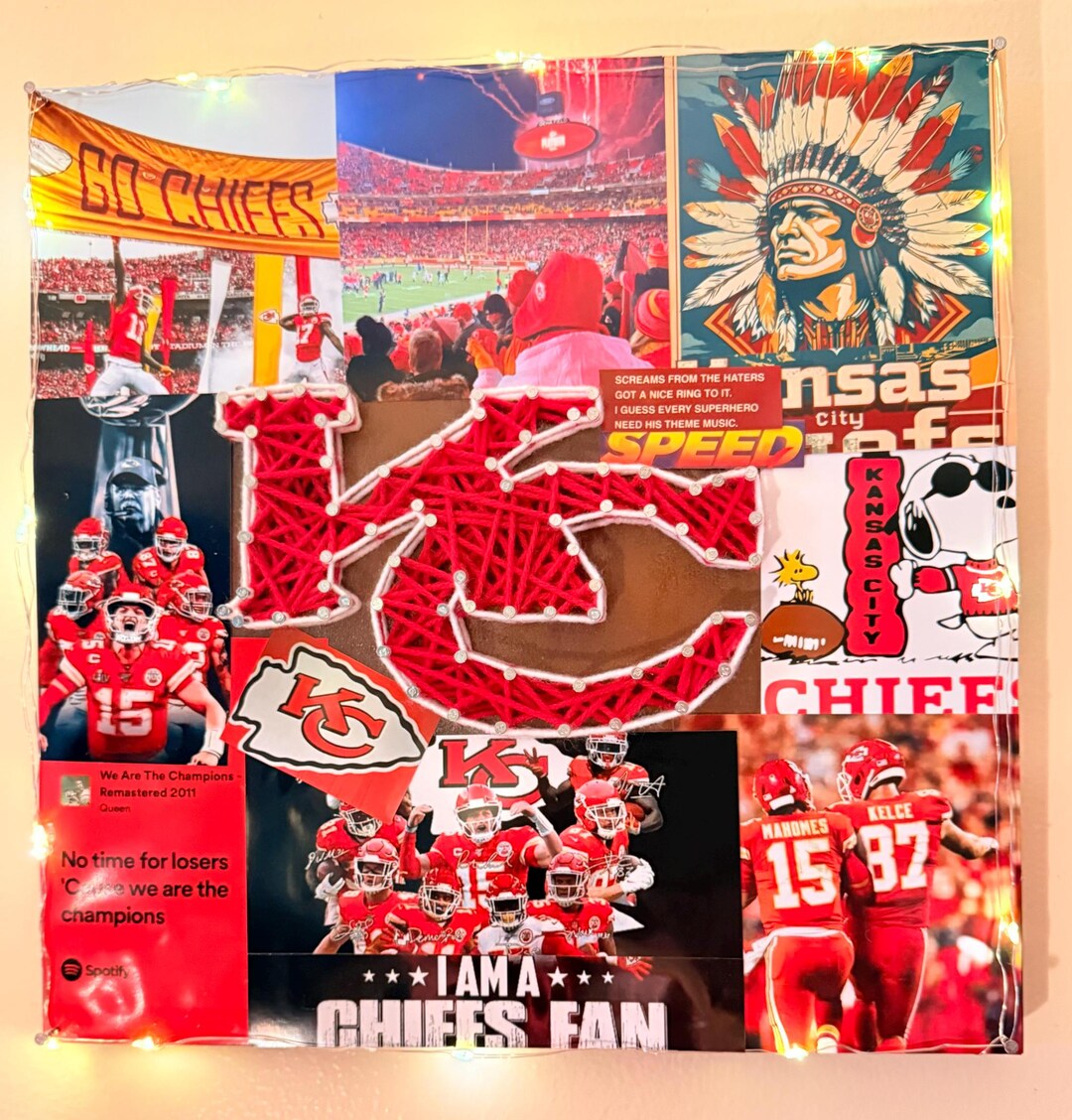 Lighted Kansas City Chiefs Poster Wall Decor Collage Merch - Room Decor ...