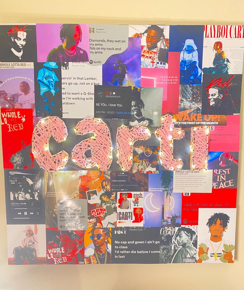Lighted Playboi Carti Wall Decor Aesthetic (2ft by 2ft Wooden Board ...