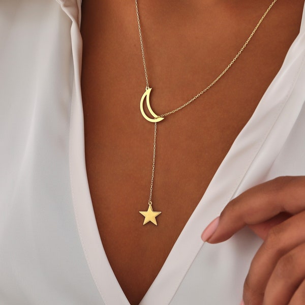 Moon and Star Necklace (Just for you!) - Etsy
