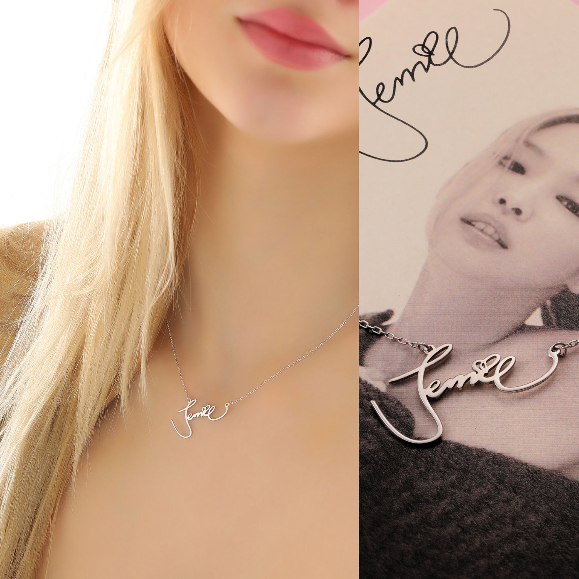 14k Gold Blackpink Jennie Signature Charm Necklace Handmade - Etsy