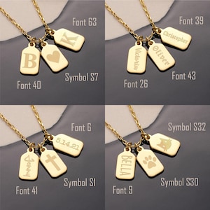 14k Gold Personalized Vertical Bar Name Tag Necklace, Initials Heart ...