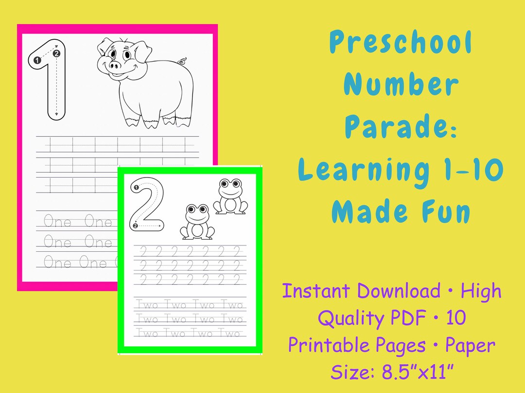 Preschool Number Parade: Learning 1-10 Made Fun Preschool Worksheet Set ...
